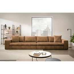 Home Affaire 4-Sitzer &raquo;SLEETLAND XXL in Samtvelours oder Vintage-Leder-Optik&laquo; besonders gro&szlig; und bequem braun