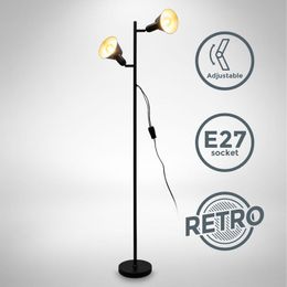 B.K.LICHT Stehlampe &raquo;Design-Stehlampe, inkl. Doppel-Kippschalter&laquo; E27 1 Stk. Schwarz, Metall, 2x E27-Fassung, H: 142, 5cm schwarz