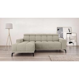 Home Affaire Ecksofa &raquo;CAZIE, Designsofa, L-Form, trendige Bubble-Optik,&laquo; elektrische Sitztiefen-Verstellung, manuelle Kopfst&uuml;tzenverstellung beige 100