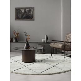 the carpet Teppich &raquo;Bahar Shaggy&laquo; rund 30 mm H&ouml;he Shaggy eleganter Wohnzimmer Teppich Hochflor Creme-Schwarz Obermaterial: 100% Polypropylen &Oslash; 160...