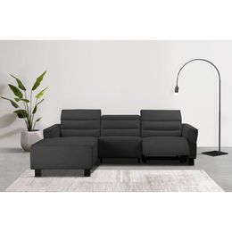 Home Affaire Ecksofa »Carpari, L-Form, 263 cm, manuelle o. elektrische Relaxfunktion, « USB A/C und Kopfteilverstellung anthrazit