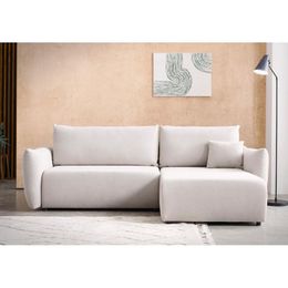 Home Affaire Ecksofa »MAVAS Schlafsofa mit Bettkasten, L-Form, « ca.257/127cm (Liegefläche 212/145 cm), Cord, Chenille, Struktur Hellgrau