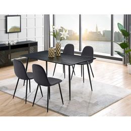 LEONIQUE Essgruppe &raquo;Eadwine, TOPSELLER! Tisch plus 4 St&uuml;hle, Sitzgruppe&laquo; Esstisch plus 4 Esszimmerst&uuml;hle, 5 Stk. tlg. grau