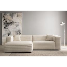 Home Affaire Ecksofa »BAKELS, L-Form in Cord oder Boucle-Stoff, moderne Couch« wahlweise Recamiere rechts/links, bequemer Sitzkomfort hellbeige