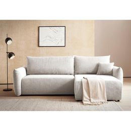 Home Affaire Ecksofa »MAVAS Schlafsofa mit Bettkasten, L-Form, « ca.257/127cm (Liegefläche 212/145 cm), Cord, Chenille, Struktur Fog