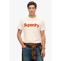 Superdry Rundhalsshirt »CLASSIC CORE LOGO SHADOW TEE« Oatmeal Beige 3XL 3XL Bedrucktes Shirt von Superdry