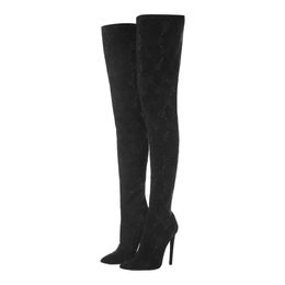 Philipp Plein Stiefel - Overknee-Stiefel Monogram - Gr. 38 (EU) - in Schwarz - f&uuml;r Damen
