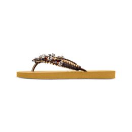 Uzurii Slipper & Pantoletten - Zehentrenner Macrame Tinkelbel - Gr. 41,5 (EU) - in Gelb - f&uuml;r Damen