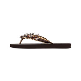 Uzurii Slipper & Pantoletten - Zehentrenner Macrame Tinkelbel - Gr. 39,5 (EU) - in Braun - f&uuml;r Damen