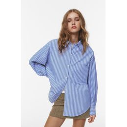 Pull&Bear Pull&Bear Bluse Damen Größe XS kobaltblau / weiß
