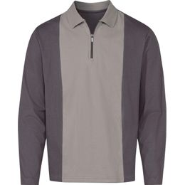 Catamaran Herren Langarmshirt in Pikee-Qualit&auml;t steingrau-anthrazit Gr&ouml;&szlig;e 44/46