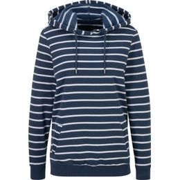 Damen Sweatshirt , innen w&auml;rmend angeraut dunkelblau-wei&szlig;-gestreift Gr&ouml;&szlig;e 36/38