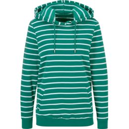 Damen Sweatshirt , innen w&auml;rmend angeraut smaragd-wei&szlig;-gestreift Gr&ouml;&szlig;e 36/38
