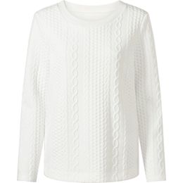 CR&Eacute;ATION L Damen Sweatshirt mit Jacquard-Muster ecru Gr&ouml;&szlig;e 42