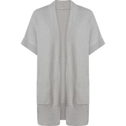 CR&Eacute;ATION L Damen Longstrickjacke , verschlusslos steingrau-meliert Gr&ouml;&szlig;e 44