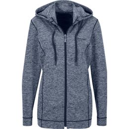 Damen Shirtjacke mit weitenregulierbarer Kapuze dunkelblau-meliert Gr&ouml;&szlig;e 36/38