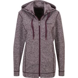 Damen Shirtjacke mit weitenregulierbarer Kapuze burgund-meliert Gr&ouml;&szlig;e 48/50
