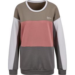 Damen Sweatshirt in Colour-Blocking anthrazit-rosenholz Gr&ouml;&szlig;e 36/38