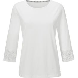 CREATION L PREMIUM Damen 3/4-Arm-Shirt in glänzender Jersey-Qualität ecru Größe 36
