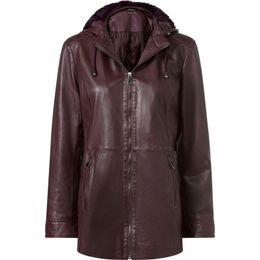 CR&Eacute;ATION L Damen Lederjacke mit abnehmbarer Kapuze burgund Gr&ouml;&szlig;e 40