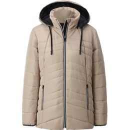 CR&Eacute;ATION L Damen Steppjacke mit abnehmbarer Kapuze sesam Gr&ouml;&szlig;e 22