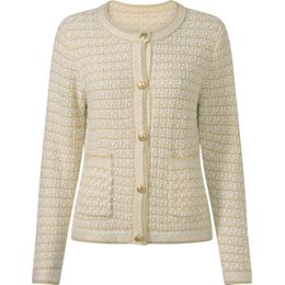 CR&Eacute;ATION L Damen Strickjacke in zweifarbiger Optik ecru Gr&ouml;&szlig;e 38