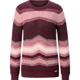 CR&Eacute;ATION L Damen Langarm-Pullover in Ripp-Optik bordeaux-graphit Gr&ouml;&szlig;e 36