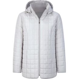 CR&Eacute;ATION L Damen Steppjacke mit abzippbarer Kapuze hellgrau Gr&ouml;&szlig;e 50