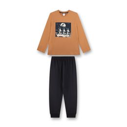 Sanetta Schlafanzug 'Astronaut' Jungen Gr&ouml;&szlig;e 128 beige / cognac / schwarz