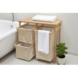 Riess Ambiente Massivholz W&auml;schekorb LAGOON SPA 70cm natur beige Bambus drei W&auml;schebeutel waschbar Riess-Ambiente rechteckig