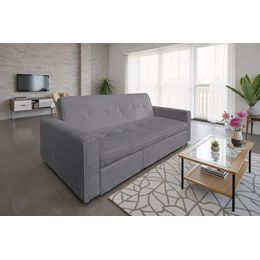 Riess Ambiente Ausziehbares Schlafsofa SMART 180cm grau Cord 2-Sitzer Couch mit Nosagfederung Riess-Ambiente Wohnzimmer Landhaus Modern Skandinavisch