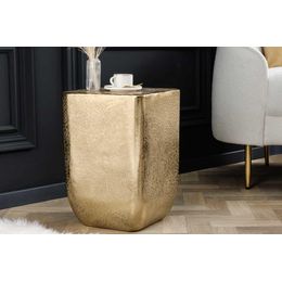 Riess Ambiente Design Beistelltisch UNIT 45cm gold Hammerschlag handmade Metall Aluminium Riess-Ambiente Sofatisch Wohnzimmertisch quadratisch Orientalisch