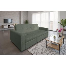 Riess Ambiente Ausziehbares Schlafsofa SMART 180cm grün Cord 2-Sitzer Couch mit Nosagfederung Riess-Ambiente Wohnzimmer Landhaus Modern Skandinavisch