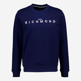 John Richmond Dunkelblaues Sweatshirt mit gesticktem Logo