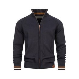 INDICODE JEANS Strickjacke 'Arutemia' Herren Gr&ouml;&szlig;e S dunkelblau / braun / wei&szlig;