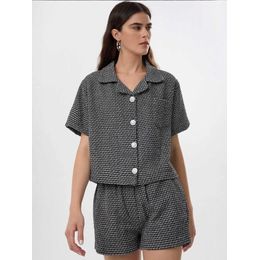 Hiccup Bluse Damen Größe L grau / schwarz