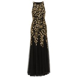 Adrianna Papell Abendkleid 'Halter Bead Godet Dress' Damen Größe 38 gold / schwarz Winterkleid