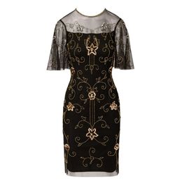 Adrianna Papell Cocktail Dress 'Beaded Illusion Neck Dress' female Black size 34