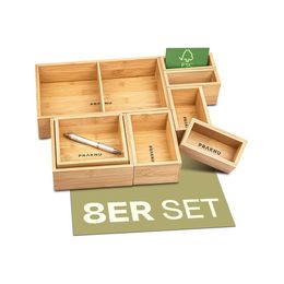 Praknu Schubladen Organizer Box 8er Set - Aus nachhaltigem FSC Bambus Holz - | Gr.: onesize