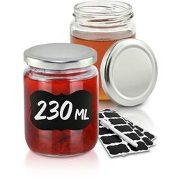 Praknu 25 Marmeladengl&auml;ser 230 ml mit Deckel - Mit Etiketten & Stift - | Gr.: onesize