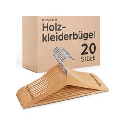 Praknu 20 Kleiderb&uuml;gel aus Holz mit Steg - 360&deg; Drehbarer Haken mit | Gr.: onesize