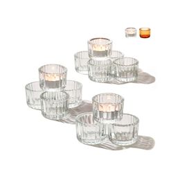 Praknu Teelichthalter Glas Klein f&uuml;r Tischdeko - 12er Set Runde | Gr.: onesize
