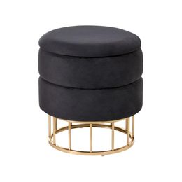 Beliani Pouf ELGIN in Schwarz/Gold - (W) 37 x (H) 42 x (L) 37 cm | Gr.: onesize