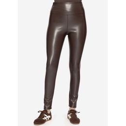 SASSYCLASSY Thermo Leggings in Lederoptik in Braun | Gr.: L