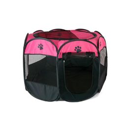 Intirilife Laufstall f&uuml;r Haustiere 77 x 58 cm in Pink mit Pfoten | Gr.: onesize