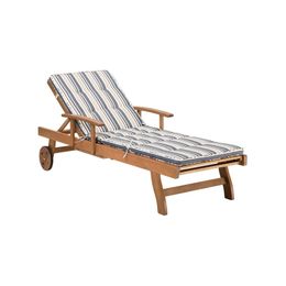 Beliani Gartenliege JAVA in Braun/Blau/Beige - (W) 64 x (H) 35 x (L) 196 cm | Gr.: onesize