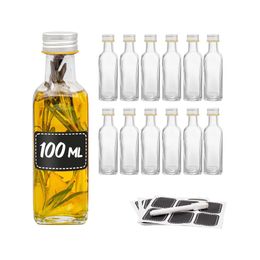 Praknu 12 Glasflaschen 100ml Schraubverschluss Flaschen zum Bef&uuml;llen - 12 | Gr.: onesize