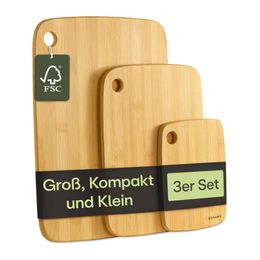 Praknu 3er Schneidebrett Set - Echtes Bambus Holz - Praktische Gr&ouml;&szlig;en mit | Gr.: onesize
