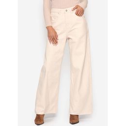 SASSYCLASSY Wide Leg Jeans mit hohem Bund in Beige | Gr.: 42