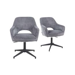 DUBI Möbel 2er-Set: Bürostuhl Mika-Ben in Grau - (B)60 x (H)84 x (T)65 cm | Gr.: onesize